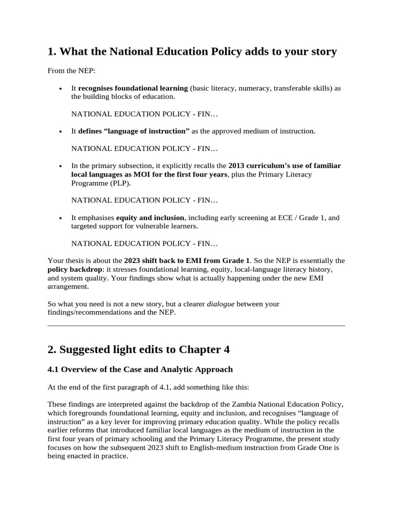 Possible Additions To Chapter 4 | PDF | Literacy | Learning