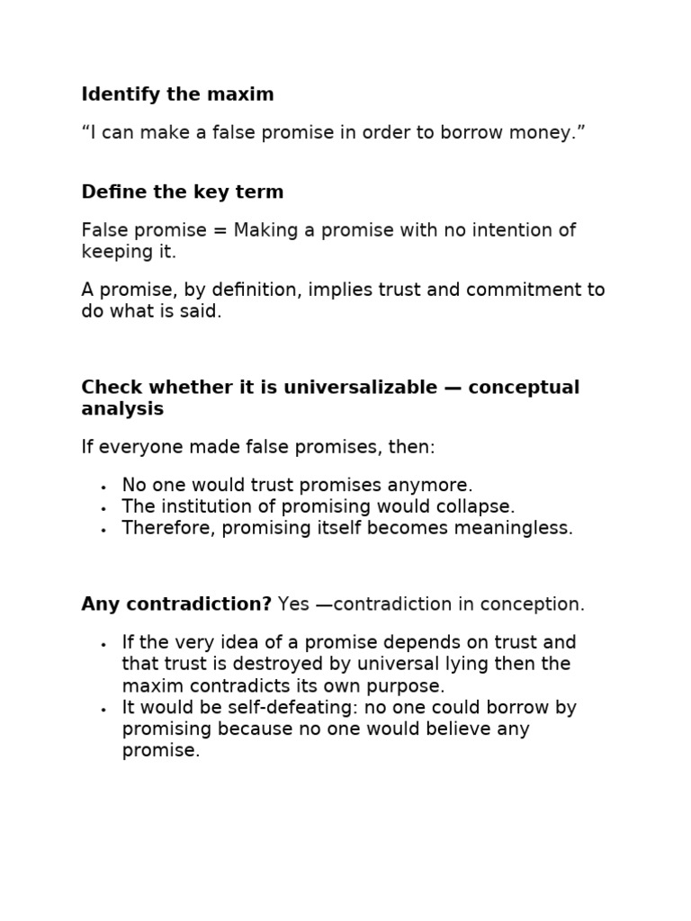 "I Can Make A False Promise in Order To Borrow Money.": Identify The ...