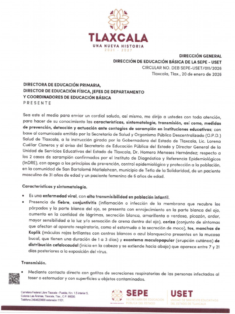 CIRCULAR NO DEB SEPE USET 011 2025 2026 - Medidas de Prevención ...