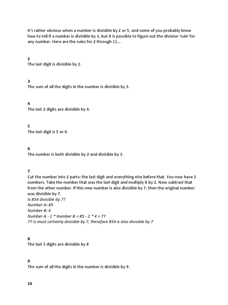 Divisibility Tests | PDF | Numbers | Discrete Mathematics