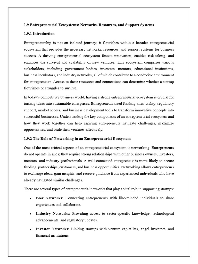 1.9. Entrepreneurial Ecosystems | PDF | Entrepreneurship | Startup Company