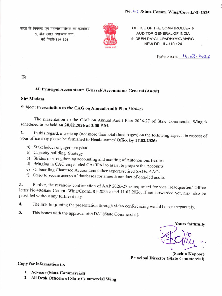State Commercial Wings Letter No.46 Dated 14.02.2026 | PDF | Accounting