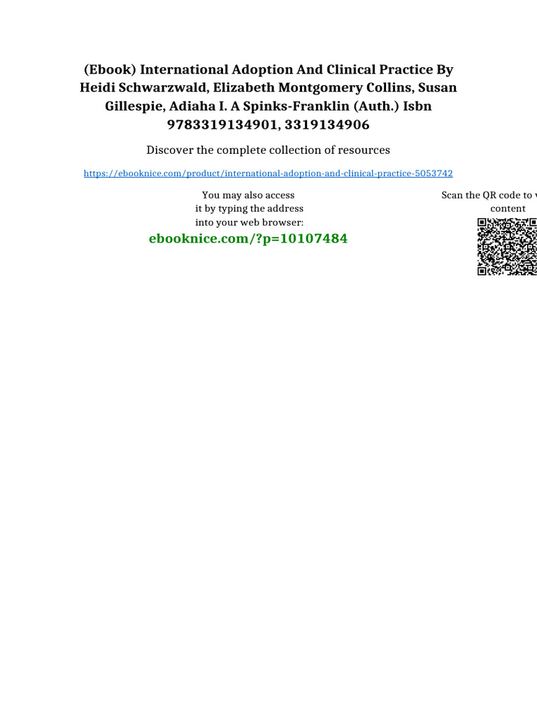 (Ebook) International Adoption and Clinical Practice by Heidi ...