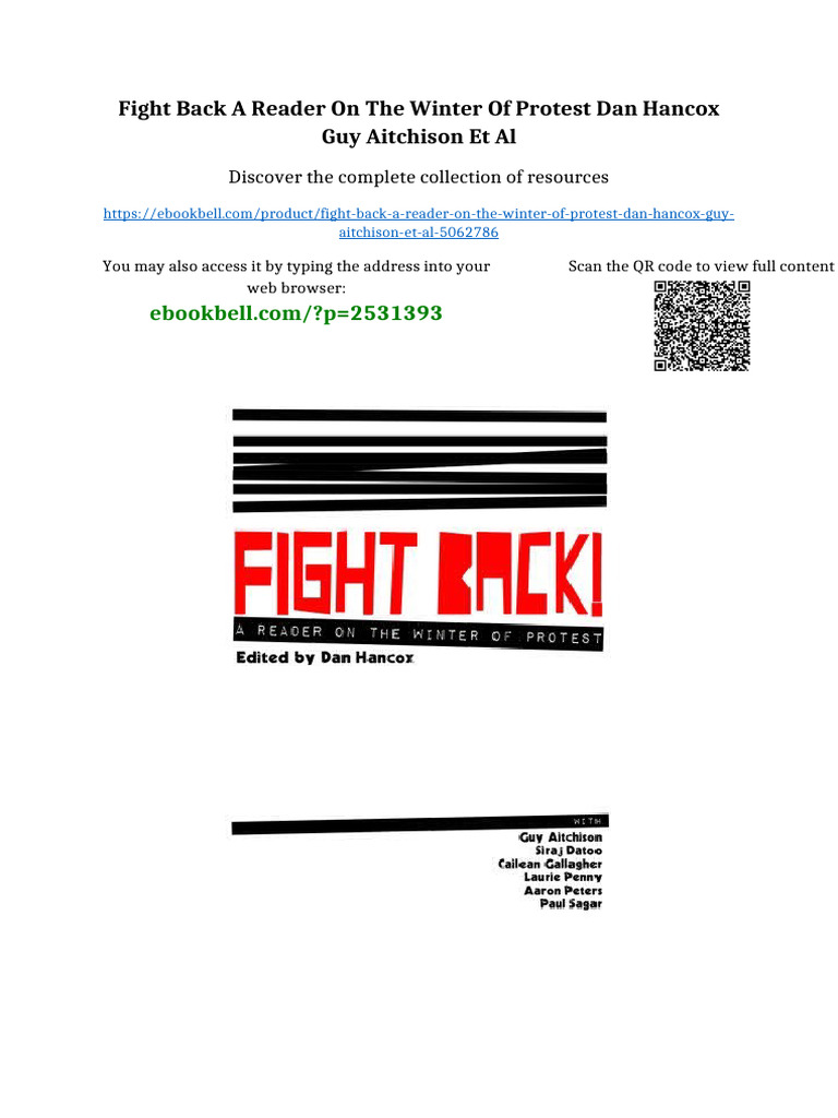 Fight Back A Reader On The Winter of Protest Dan Hancox Guy Aitchison ...