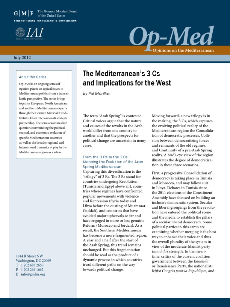 The Mediterranean's 3 Cs and Implications For The West | PDF | German ...