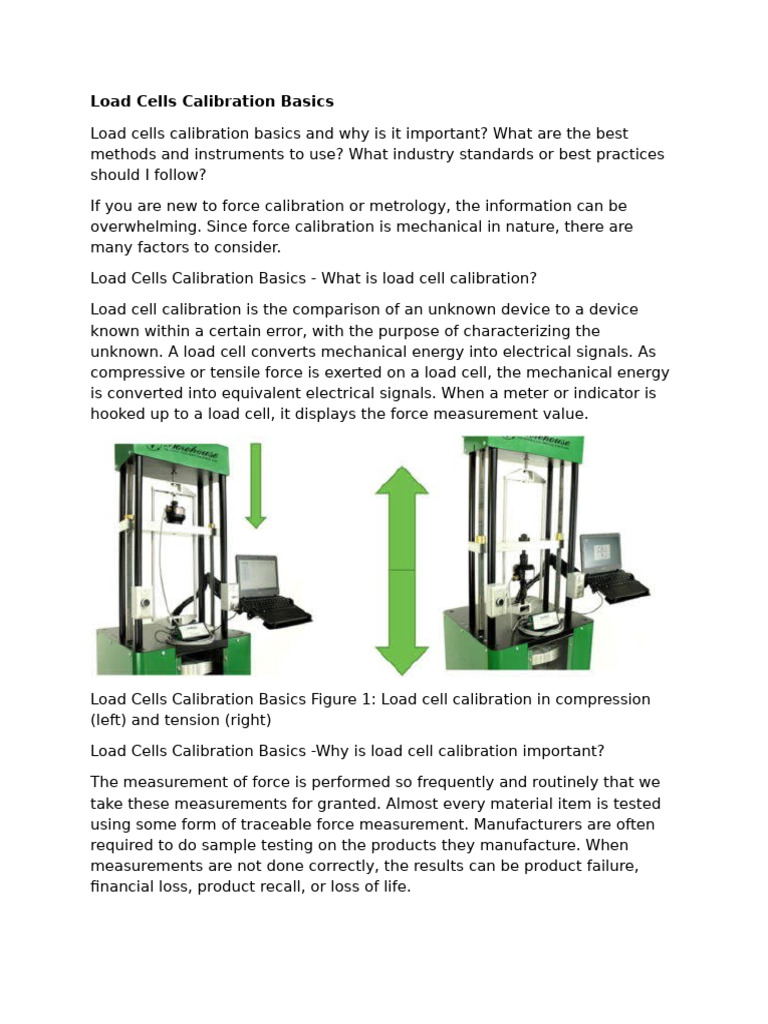 Load Cells Calibration Basics | PDF | Calibration | Measurement