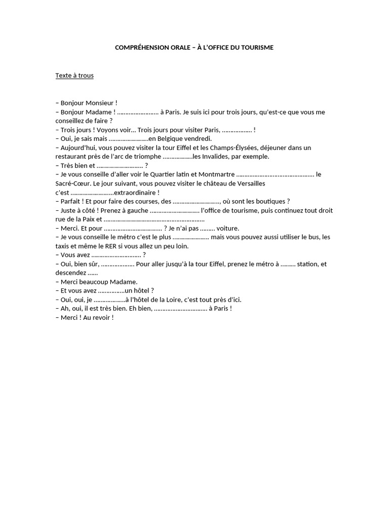 Compréhension Orale | PDF