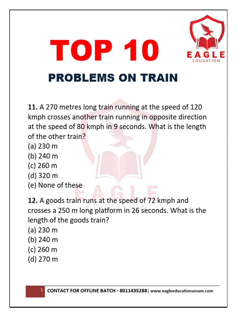 Practice Set 2 (Top 10 Problems On Train) | PDF