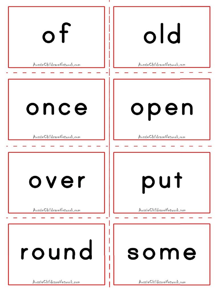 Dolch First Grade Sight Words Flashcards 4 | PDF