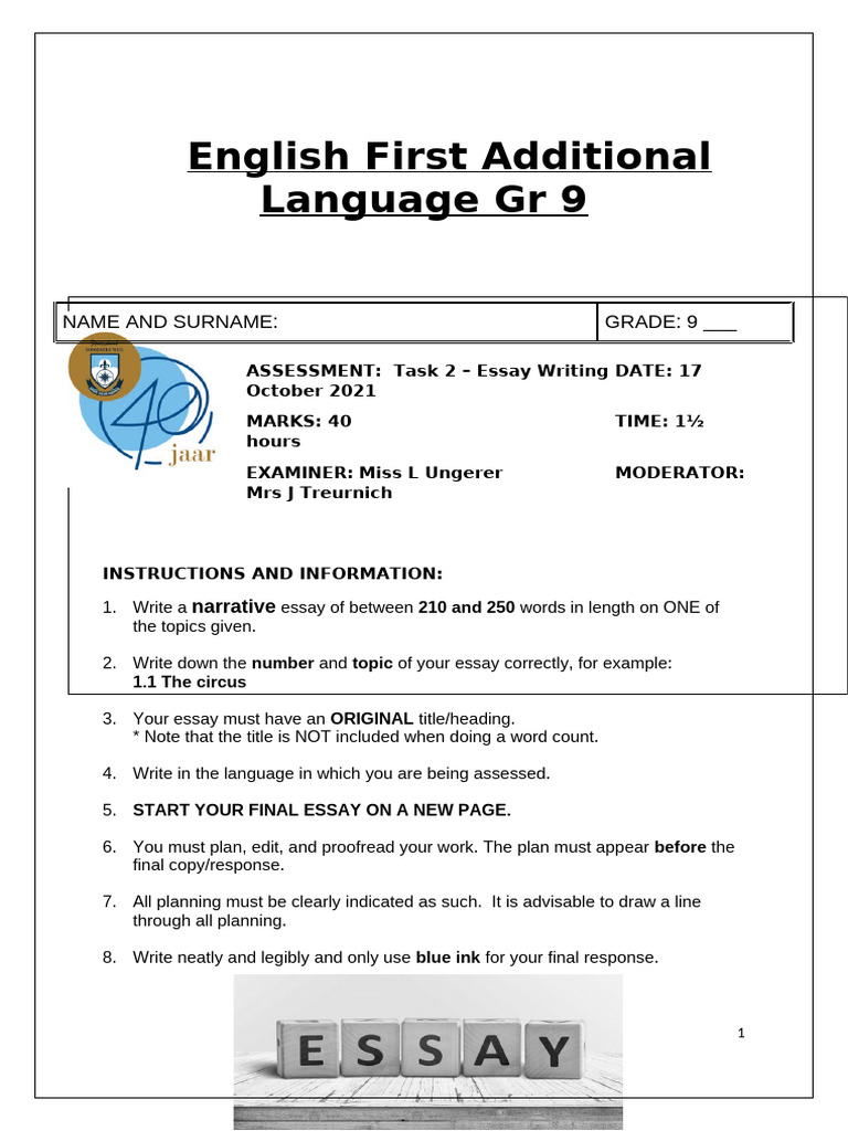 Grade 9 Narrative Essay | PDF