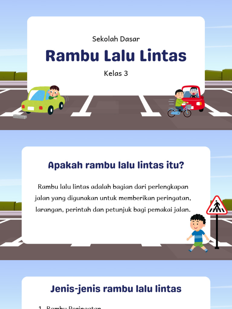 Rambu Lalu Lintas Presentasi SD Kelas 3 Tema 8 Kartun Ilustratif | PDF