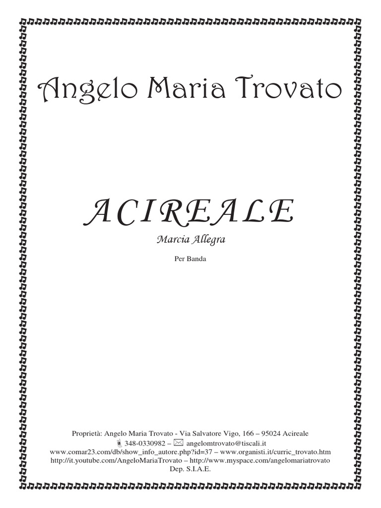 Acireale Di Angelo Maria Trovato (Partitura - Parti) | PDF ...