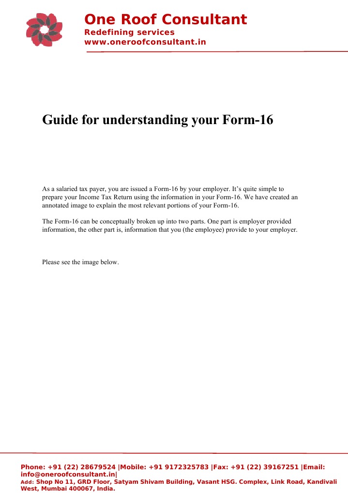 Guide To Understanding Your Form-16 | PDF | Income Tax | Tax Return ...