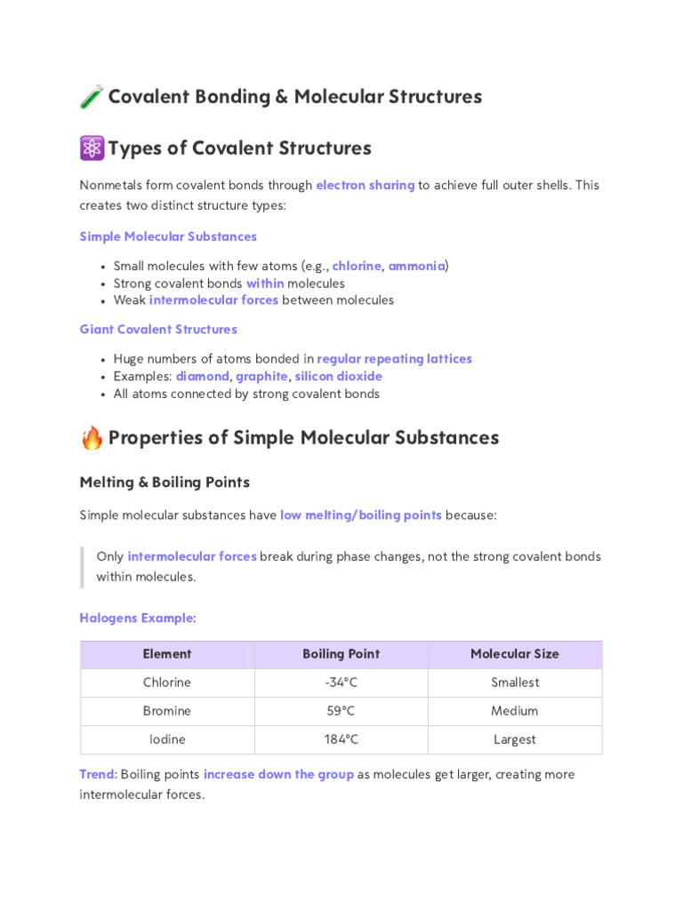 GCSE Chemistry - Types of Covalent Structures - Simple Molecular ...