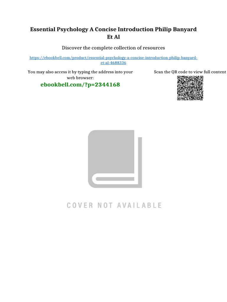 Essential Psychology A Concise Introduction Philip Banyard Et Al Sample ...