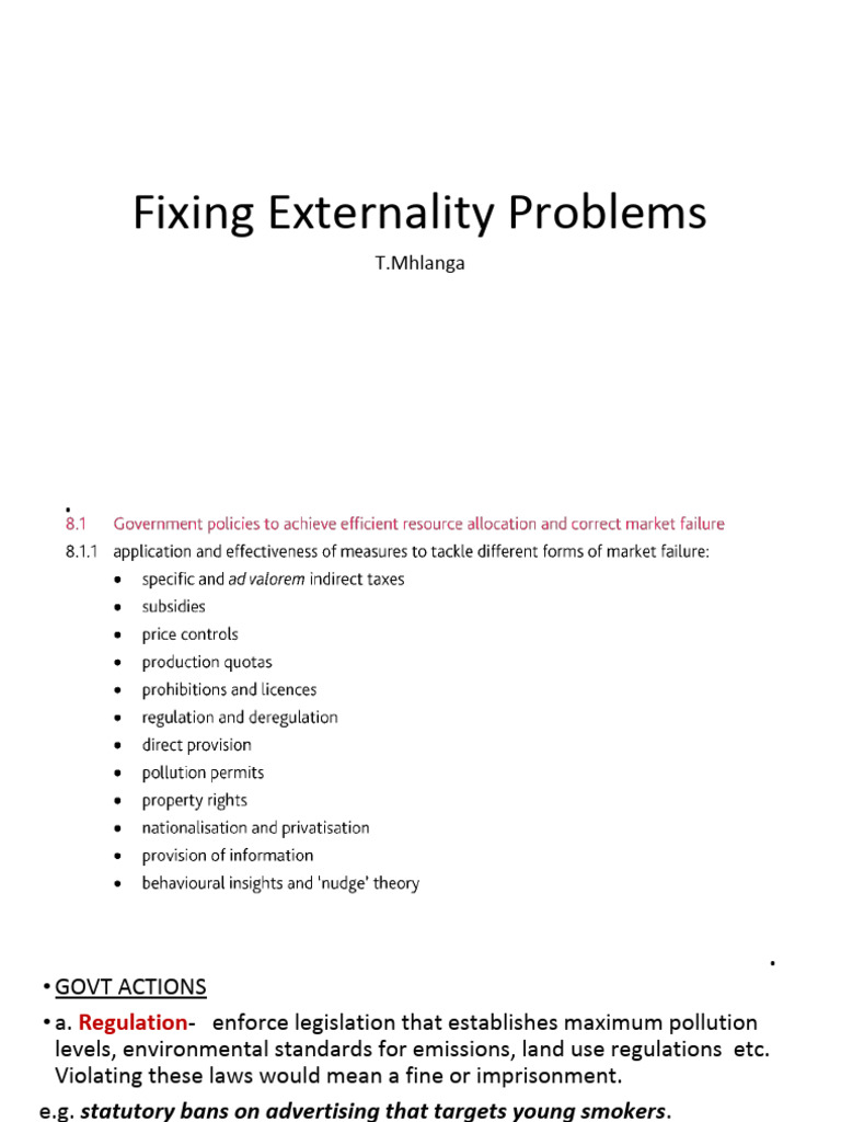 Correcting Externality Problems | PDF