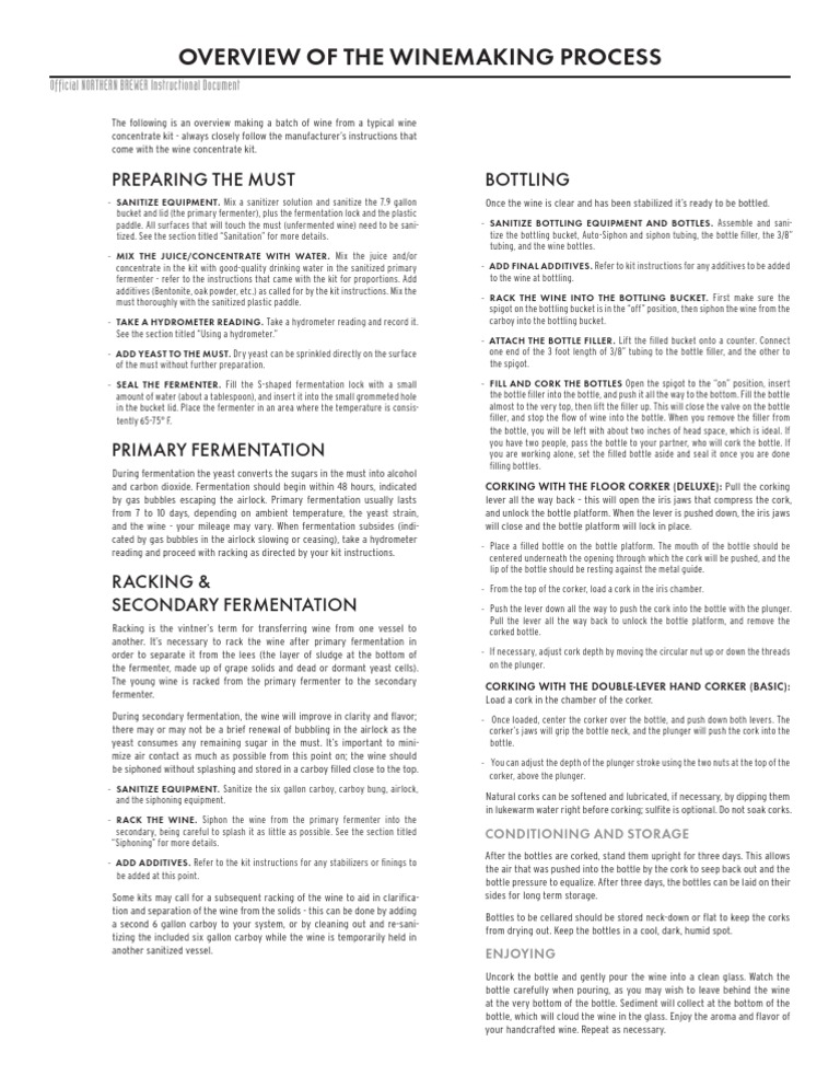 Winemaking Overview Pdf Winemaking Fermentation In Winemaking