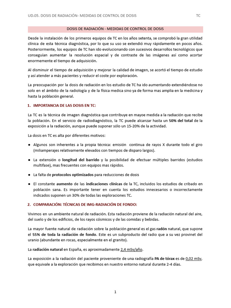 UD.05. Dosis de radiación - medidas de control de dosis (1) | PDF ...