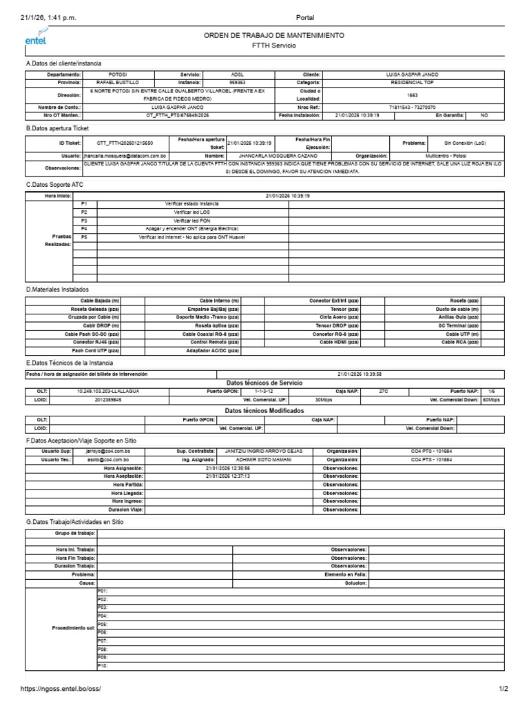 Ctt_ftth202601215650 Llallagua 2 | PDF | Electricidad | Telecomunicaciones