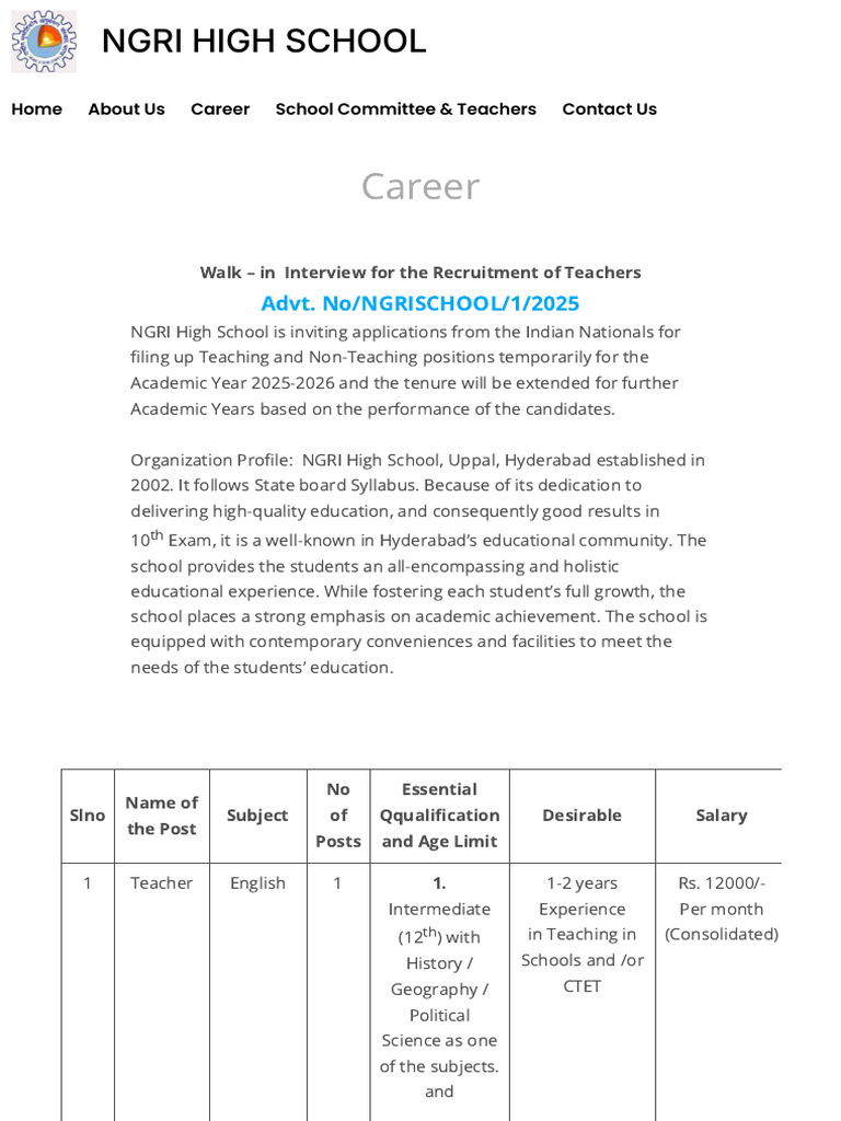 Career - Ngri High School | PDF | Educational Stages