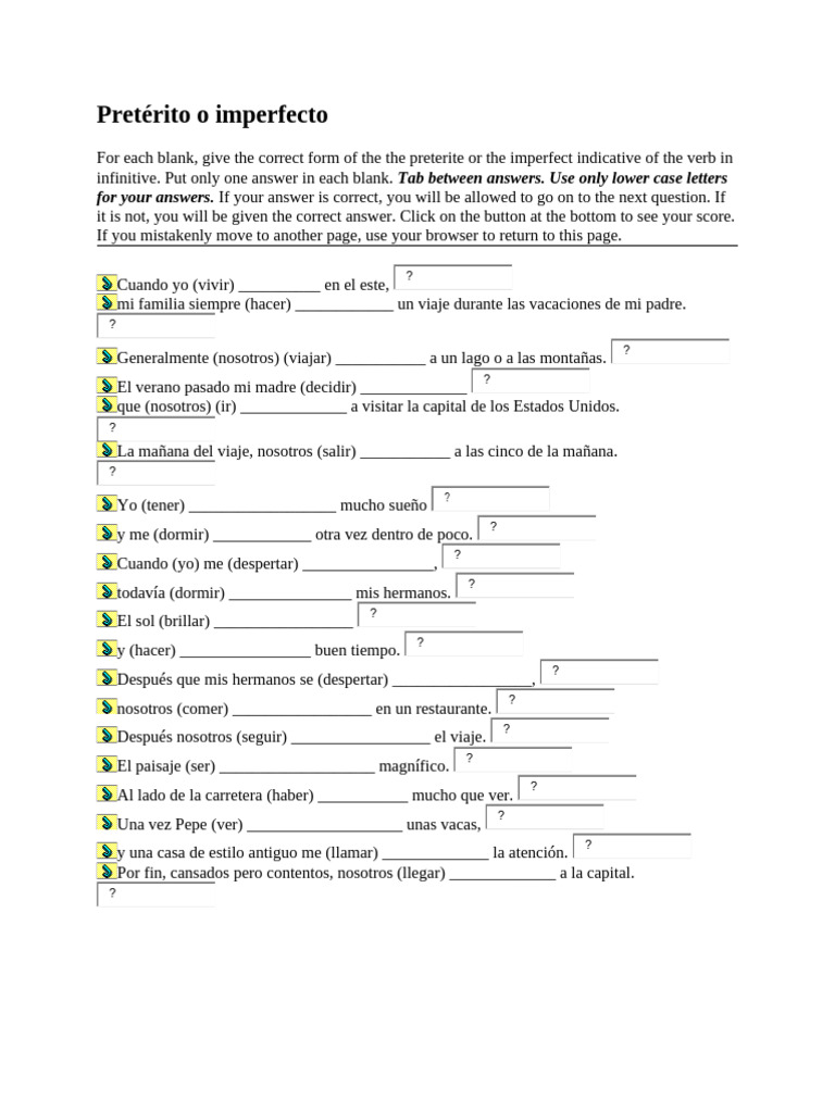 Pretérito o Imperfecto | PDF