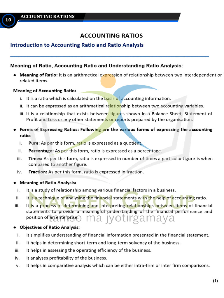Class 12 Accountancy II 2025 26 Notes Chapter 5 Accounting Ratios | PDF ...