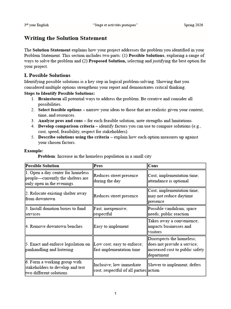 Writing Solution Statement | PDF