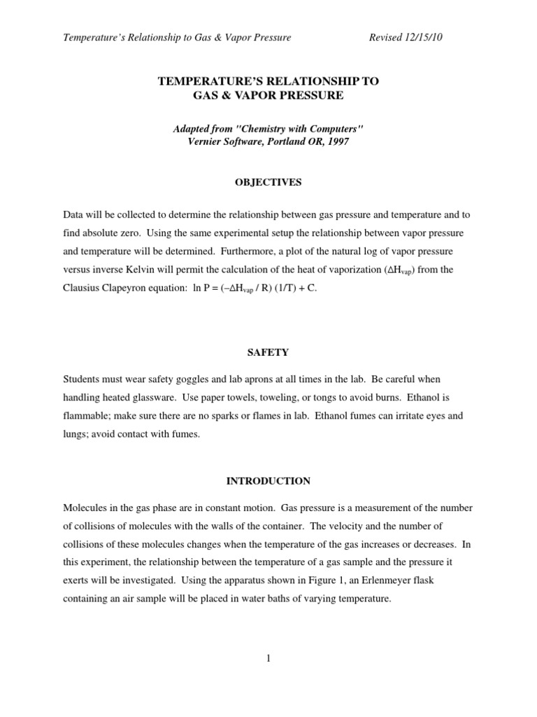 Pressure & Temp Cal | PDF | Evaporation | Pressure