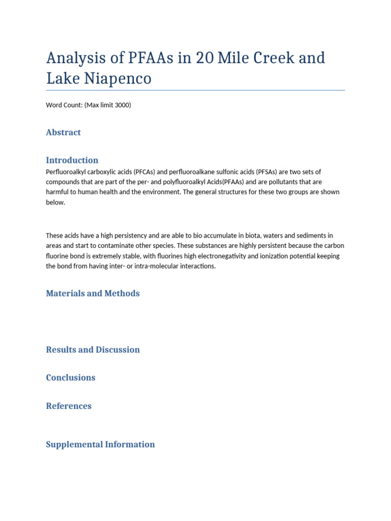Analysis of PFAS in 20 Mile Creek and Lake Niapenco | PDF