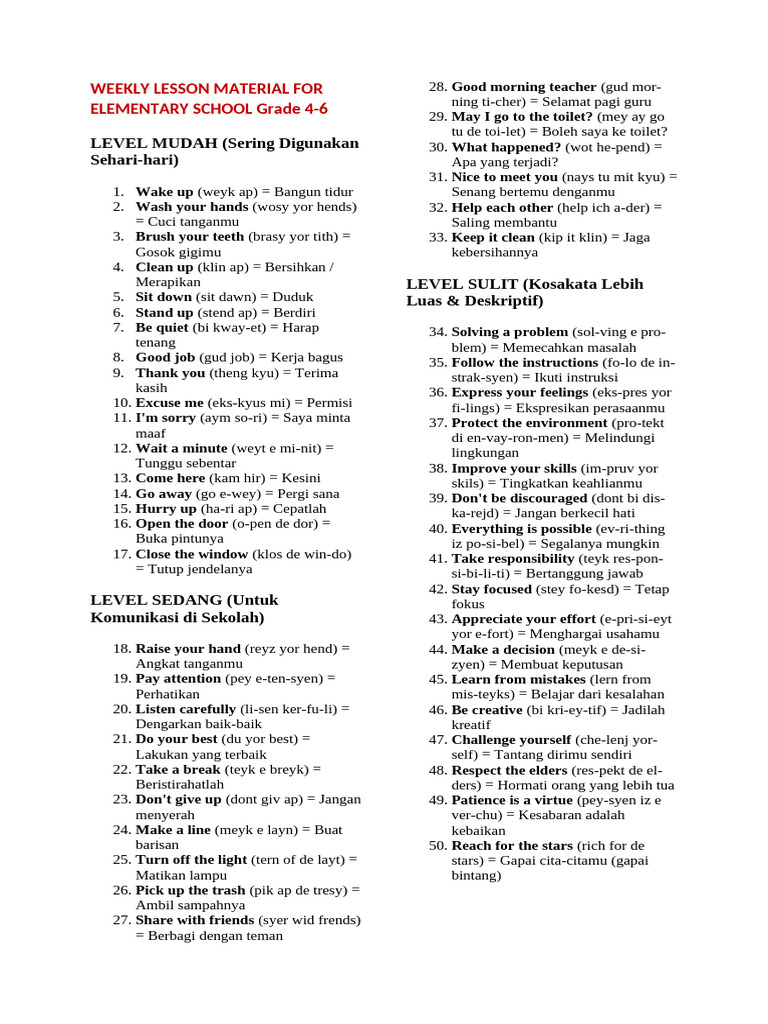 Weekly Lesson Material For Elementary School Grade 4 | PDF | Chess ...