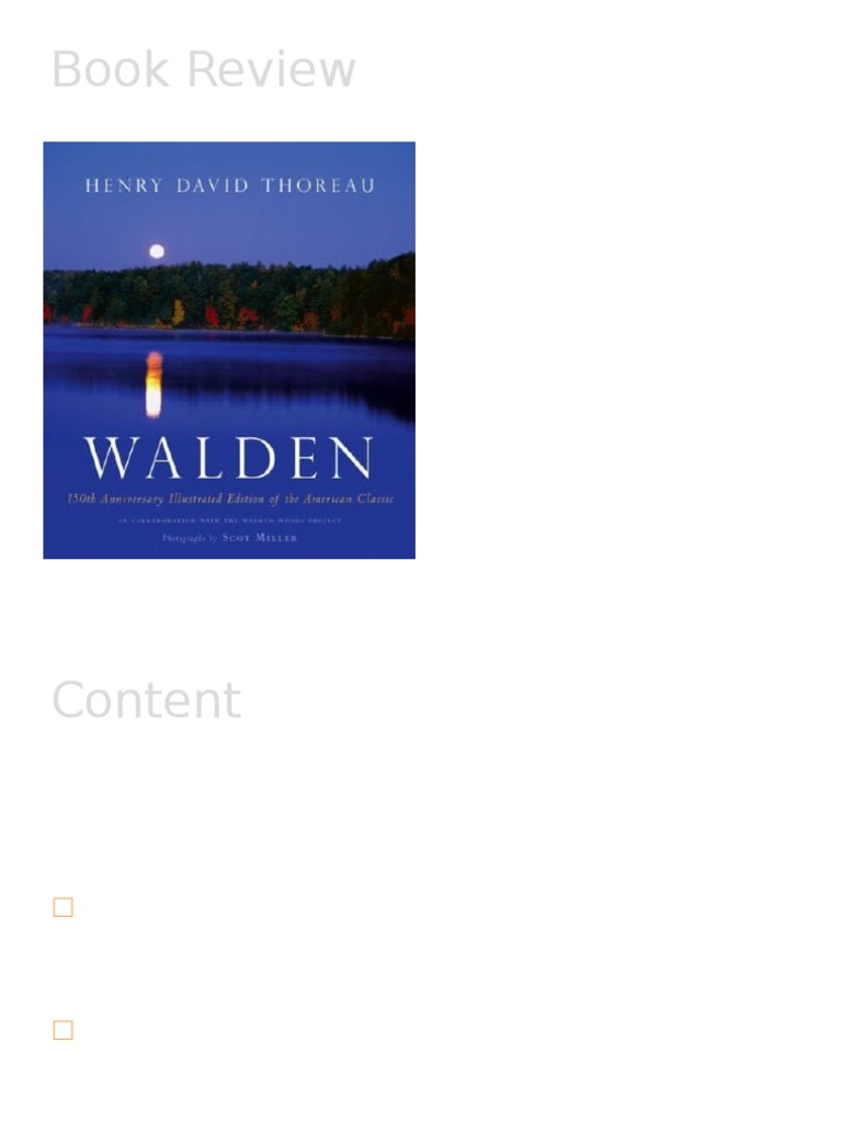 Book Review | PDF | Walden | Henry David Thoreau