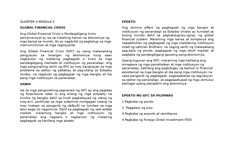 Ap8-M5-Global Financial Crisis | PDF