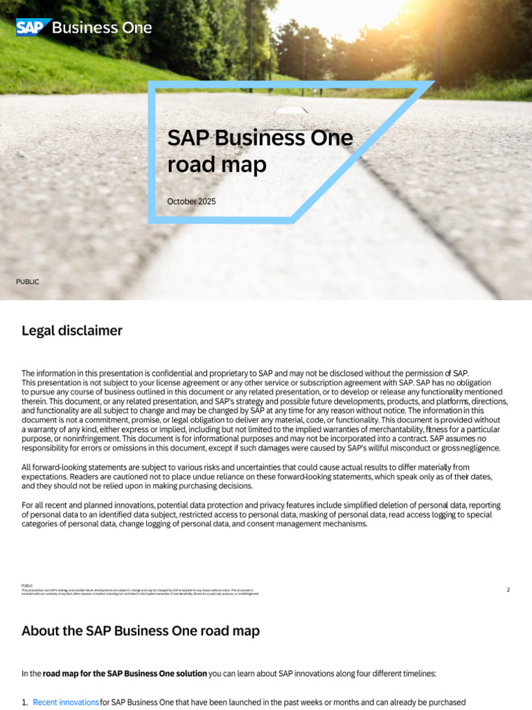 SAP Business One Road Map | PDF | Computing