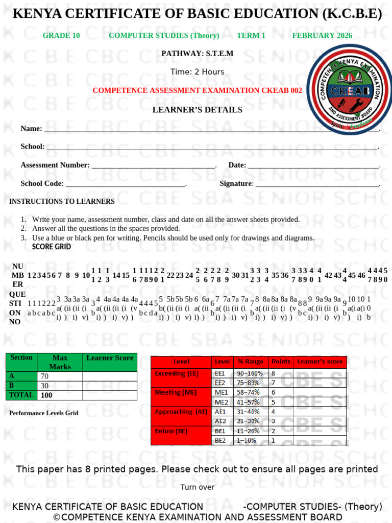 Grade 10 Computer Studies 002 2026 | PDF | Classes Of Computers ...