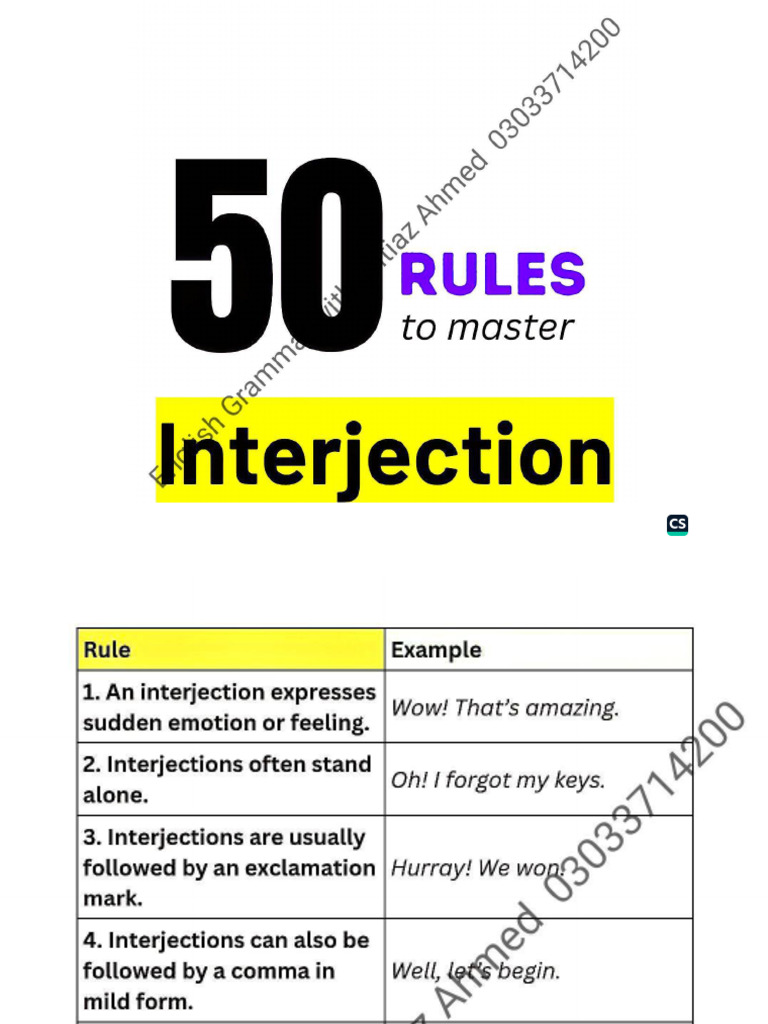 Master All Interjection in Just 50 Rules With Imtiaz Ahmed | PDF