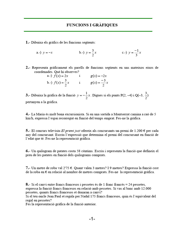 Funcions Lineals | PDF
