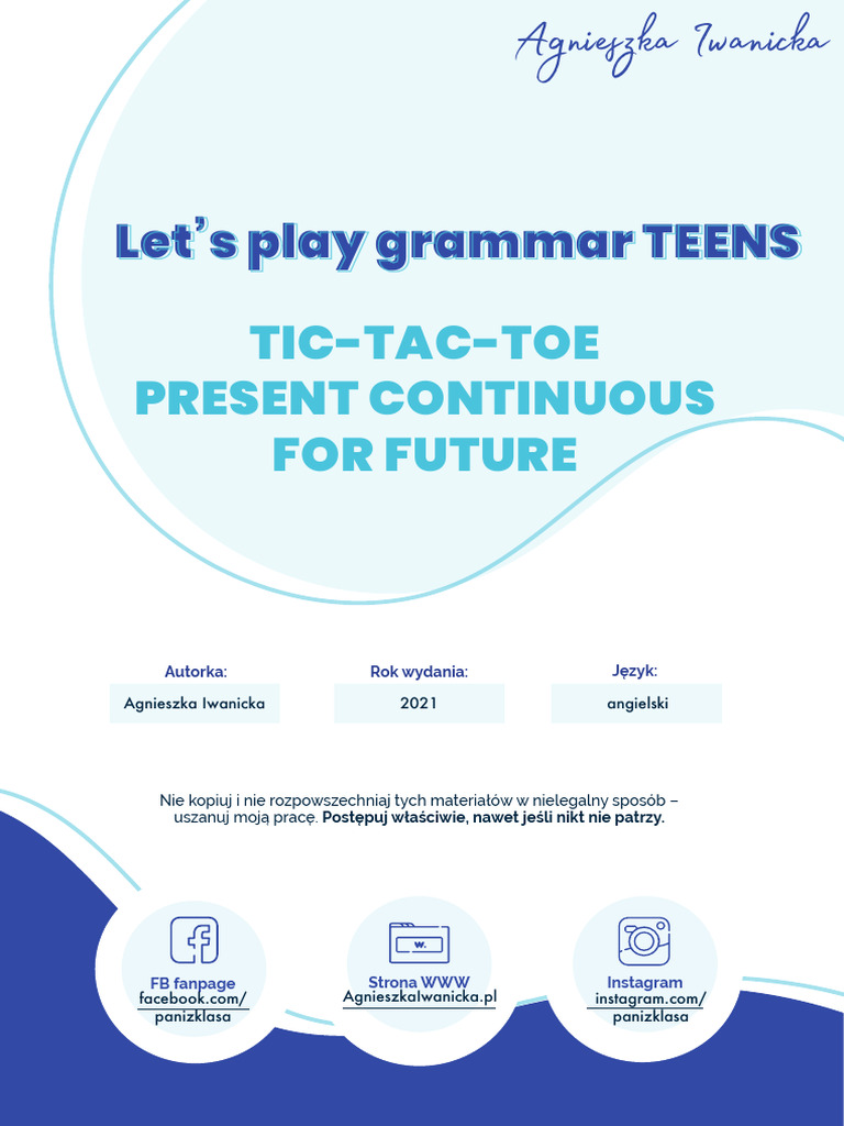 TIC-TAC-ToE - Present Continuous For Future Use | PDF