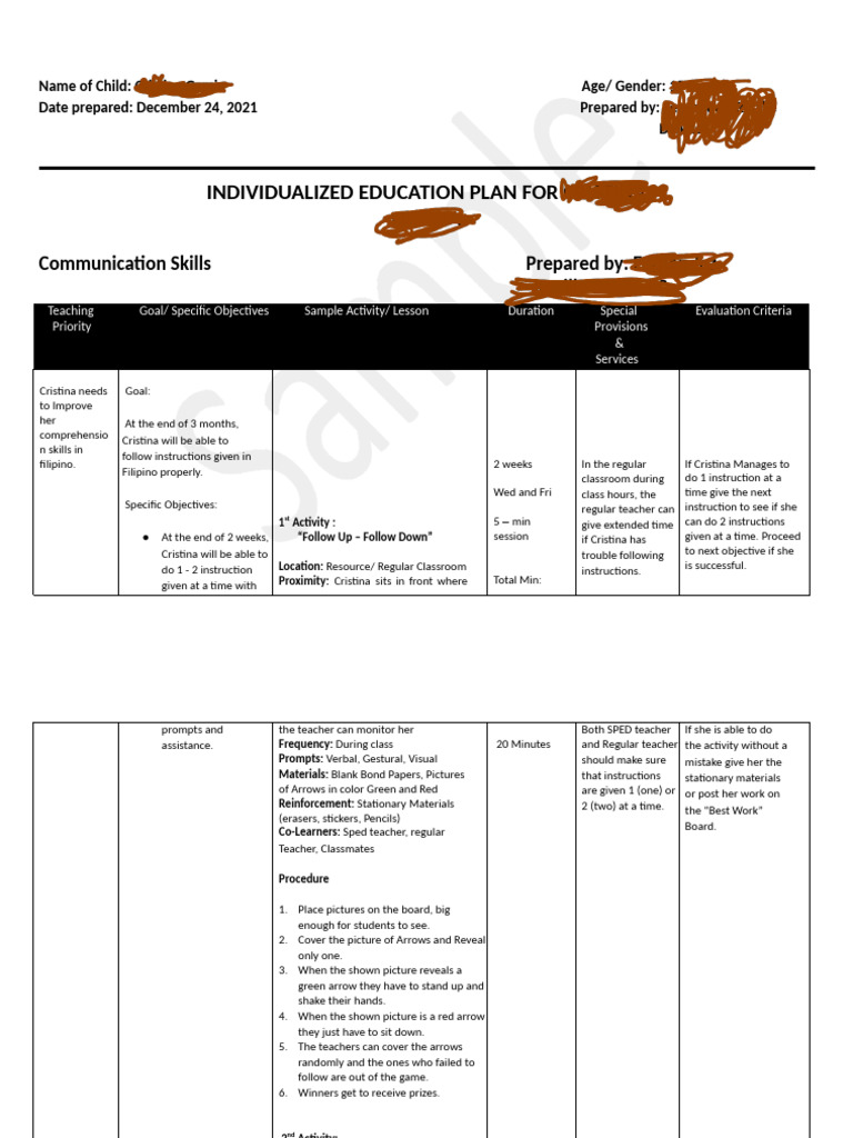 IEP For Communication Area | PDF | Individualized Education Program