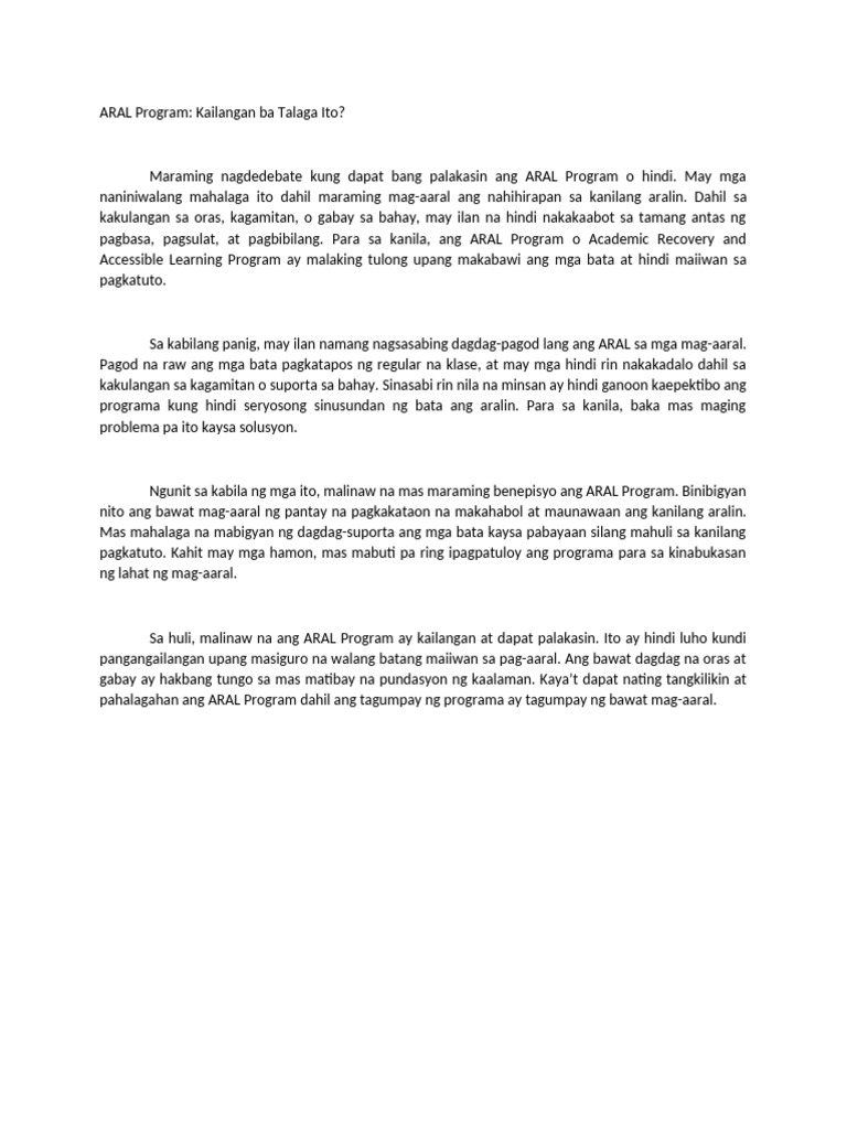 ARAL Program Editorial | PDF