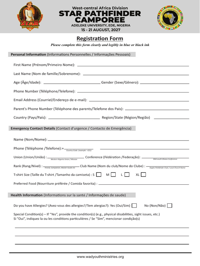Star Pathfinder Camporee 2027 Registration Form - 081021 | PDF