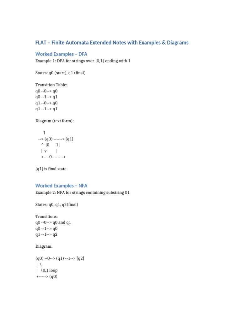 FLAT FA Examples Diagrams | PDF