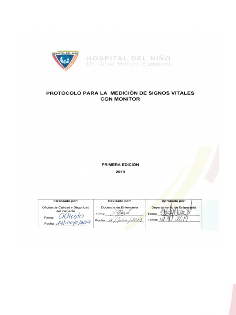 Protocolo Medicion Signos Vitales Monitor | PDF | Artería | Corazón