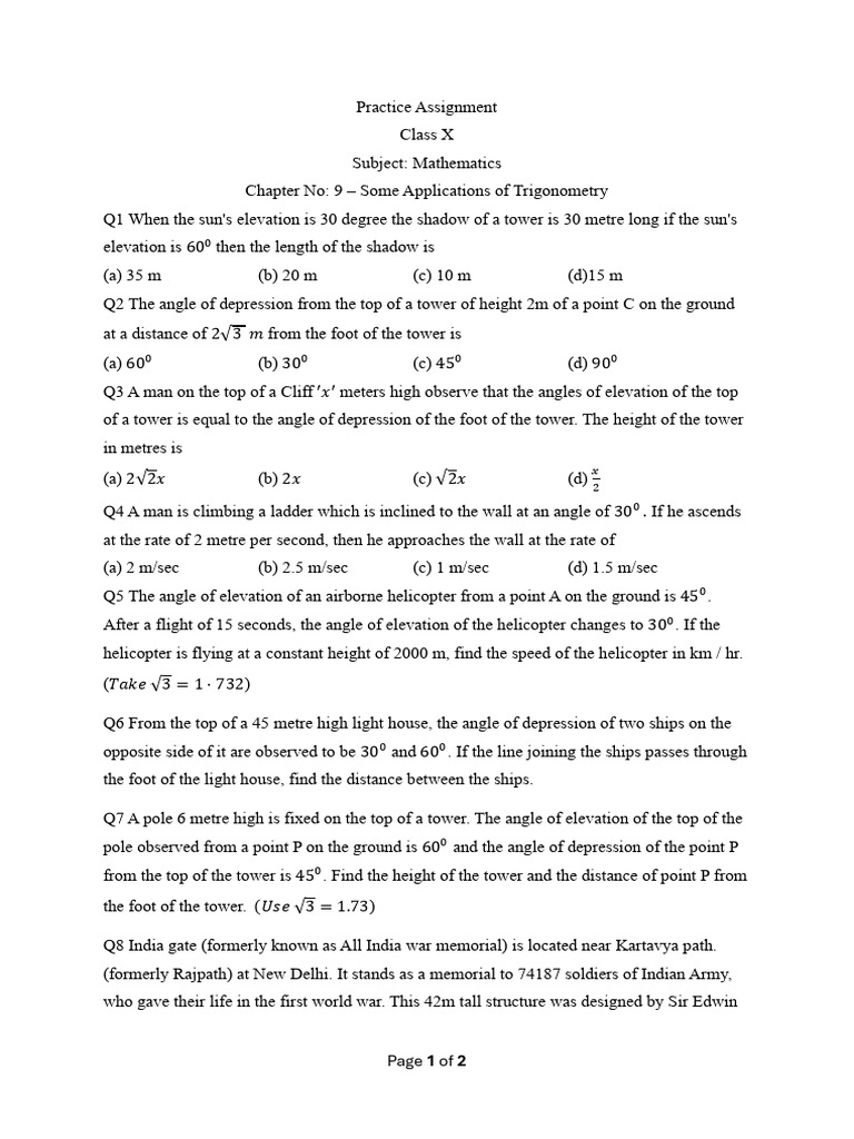 CH 9 Some Applications of Trigonometry | PDF