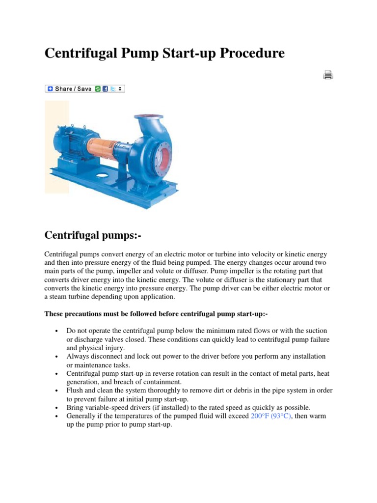 Centrifugal Pump Start-Up Guide | PDF | Pump | Flow Measurement
