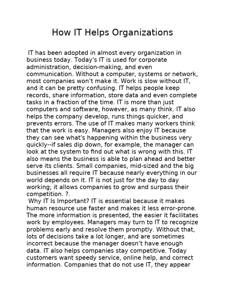 How IT Helps Organizations | PDF | Customer Relationship Management ...