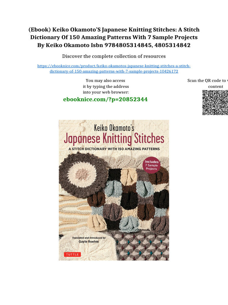 (Ebook) Keiko Okamoto's Japanese Knitting Stitches: A Stitch Dictionary ...