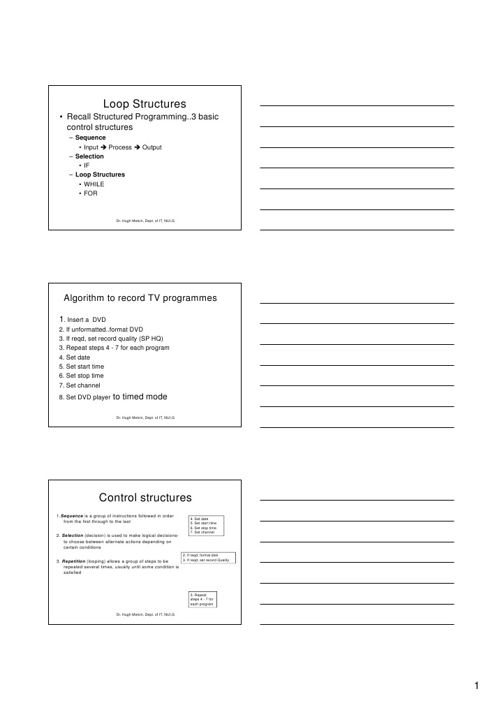 Loop Structures: - Recall Structured Programming..3 Basic Control ...