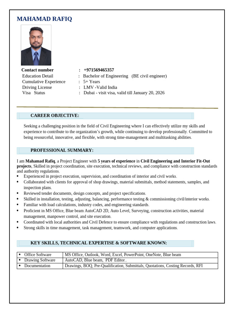 Mahamad Rafiq CV ... UAE Updated | PDF