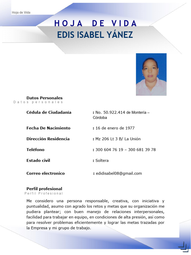 Hoja de Vida Edis Yanez | PDF
