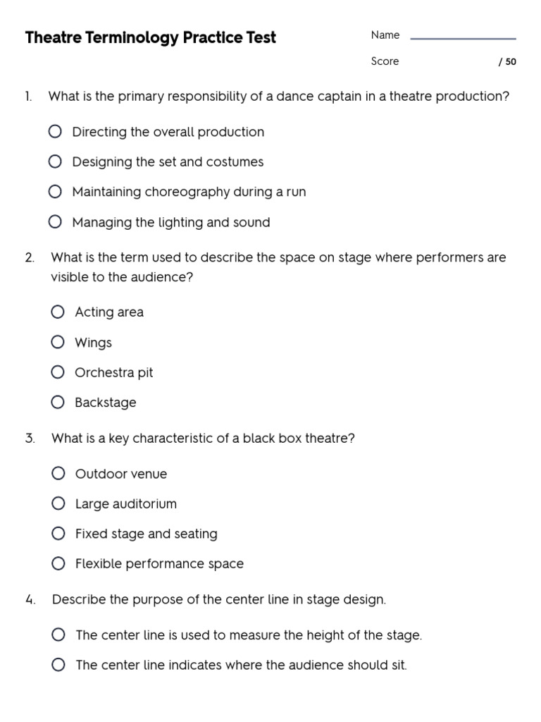 Venue and Personnel Practice Test | PDF | Theatre | Entertainment